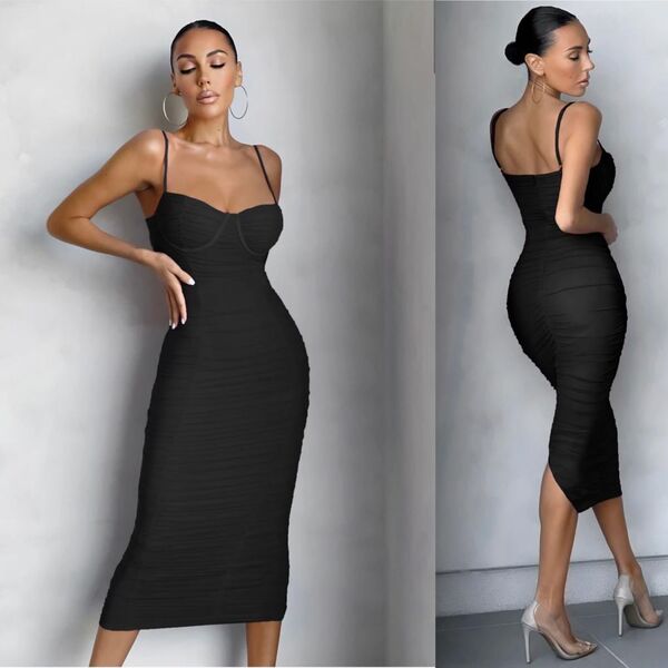 SOLID BACKLESS BODY DRESS - Smile Fashion JO