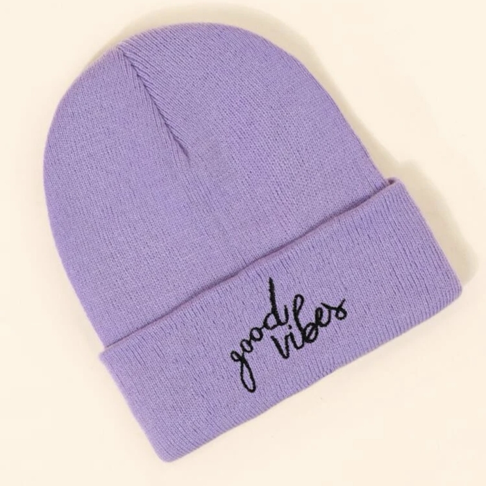 LETTERS PRINTED KNITTED BEANIE - Smile Fashion JO