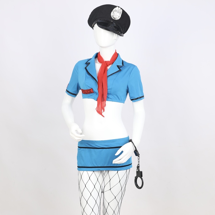 POLICE COP COSPLAY COSTUMES CROP TOP SKIRT HAT BELT SET (4 PCS) - Smile ...