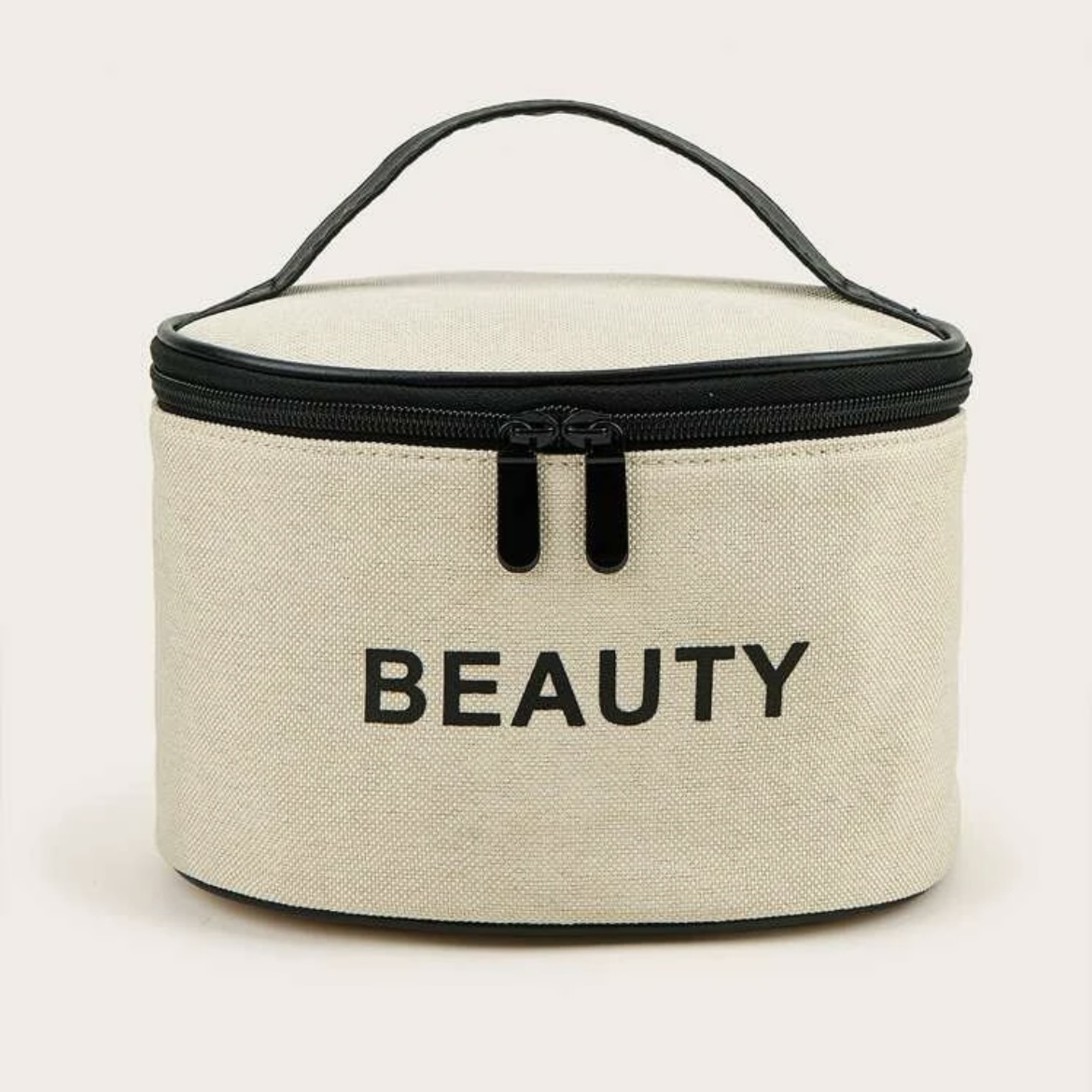 LETTER GRAPHIC ROUND MAKEUP BAG - Smile Fashion JO