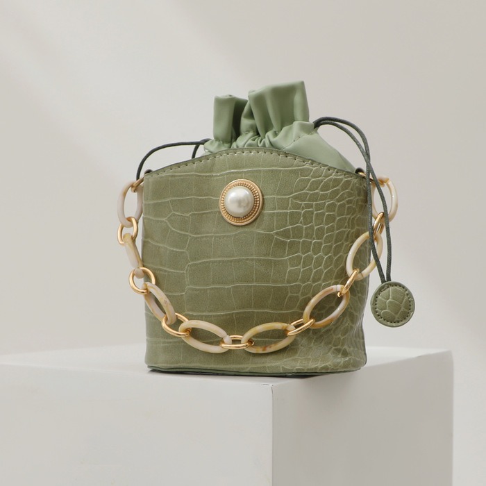 FLOWER DECOR DRAWSTRING DESIGN BUCKET BAG - Smile Fashion JO